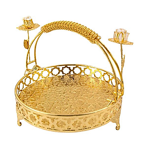 Generic European Style Serving Tray Dried Food Tray Organizer Wedding Gift Cupcake Dessert Party Display Fruit Tray, Aureate Small