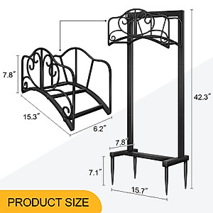SHOMEXTOL Garden Hose Holder -Freestanding Heavy Duty Hose Hanger,Upgraded Water Hose Holder Holds 100-feet Hose,Sturdy Hose Stand and Hose Storage Rack for Lawn & Yard,Black