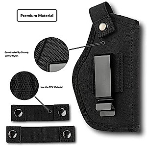 Vacod Universal Gun Holster for Concealed Carry Inside or Outside The Waistband Pistols Holsters for Right and Left Hand Draw Holster for Men/Women Fits Subcompact and Compact Handguns,Black (1)