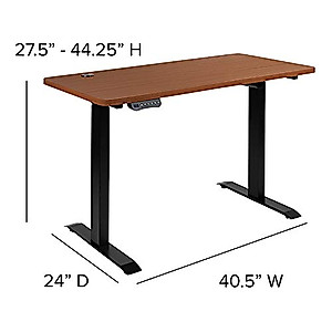 Flash Furniture Tanner Electric Height Adjustable Standing Desk - Table Top 48" Wide - 24" Deep (Mahogany)