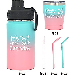 VeryMerryMakering 9th Birthday Gifts, 9th Bday Gifts, 9th Birthday Water Bottle, 9 Birthday Ideas, Birthday Gift for 9 Year Old, Kids 9 Yrs Old Gifts, Happy 9th Birthday, Its My 9th Birthday