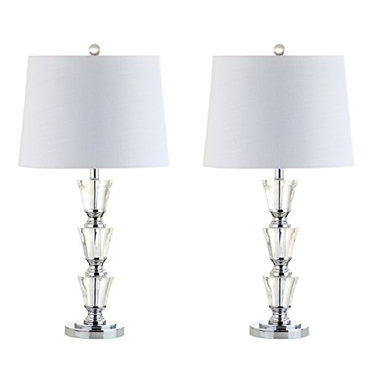 JONATHAN Y JYL2044A-SET2 Set of 2 Table Lamps Layla 27" Crystal LED Table Lamp Glam Contemporary Bedside Desk Nightstand Lamp for Bedroom Living Room Office College Bookcase, Clear