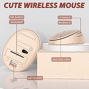 Wireless Keyboard and Mouse, KOOTOP Cute Keyboard and Mouse, 2.4G Wireless Keyboard with Retro Round Keycap for PC, Mac, Laptop,Tablet,Computer Windows (Milk Tea)