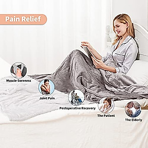 Heated Blanket Electric Throw, LETIHIMD Soft Electric Blanket 50"X60" with 6 Heating Levels & 1-8H Auto Off, ETL&FCC Certification, Over-Heat Protect, Machine Washable, for Home Office Use(Gray)