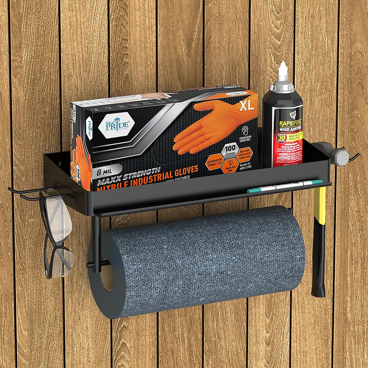 Taozun Self Adhesive Paper Towel Holder - Under Cabinet Paper Towel Rack for Kitchen, SUS304 Brushed Stainless Steel (No Drilling)