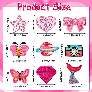 60pcs Pink Embroidered Patches Random Assorted Styles Pink Theme Iron on Patches for Girls Western Cowgirl DIY Sew Applique Repair Patch Cute Preppy Sew on Patches for Backpacks Pants Clothes Jeans