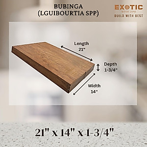 Exotic Wood Zone | Bubinga Electric/Bass Musical Guitar Luthier Tonewood Body Blanks | 21" x 14" x 1-3/4" - Unglued Planed (2 Pcs)