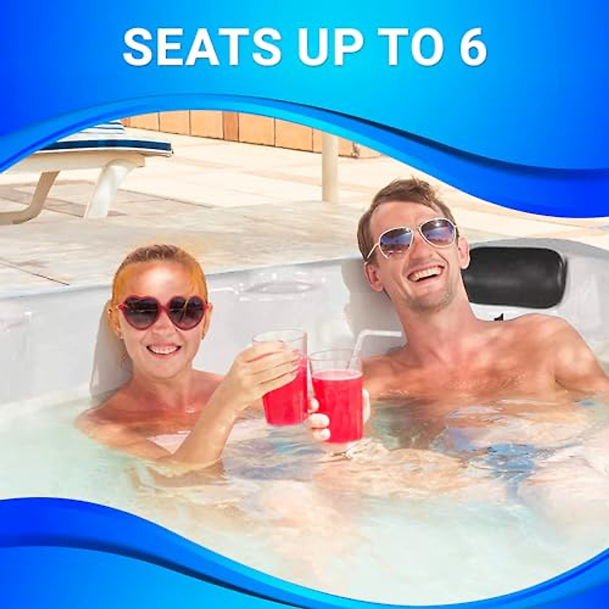AquaLife Nautical 4-Person 24-Jet Acrylic Non-Lounger Hot Tub with Face-to Face Seating, Bluetooth Stereo, Insulated Cover