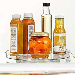 mDesign Lazy Susan Turntable Plastic Spinner for Kitchen/Bathroom, Pantry, Fridge, Cupboards, or Counter Organizing, Fully Rotating Organizer for Food, 11.5" Round - Lumiere Collection - 2 Pack, Clear