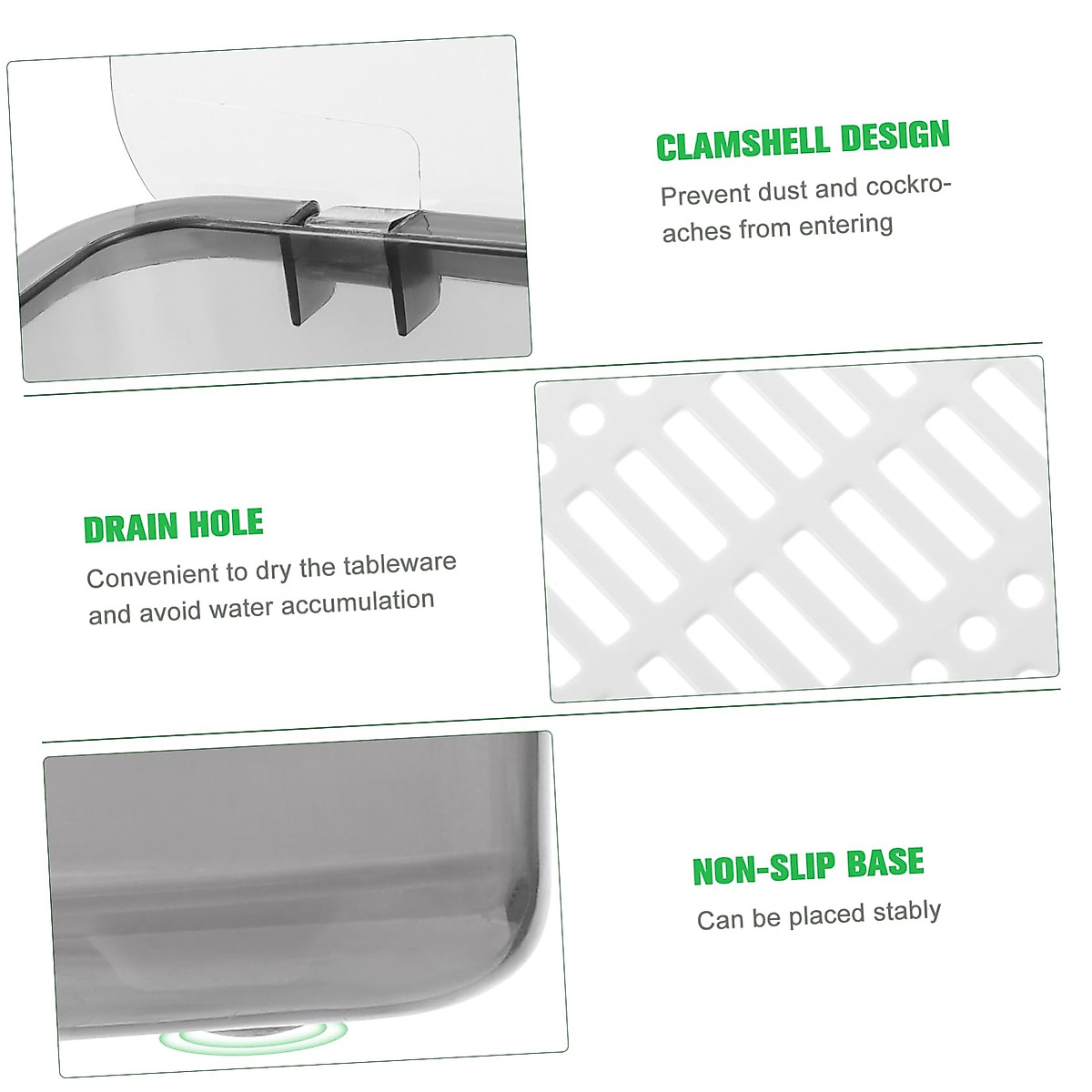 TOPBATHY Flatware Plastic Tray with Lid Kitchen Cutlery and Utensil Drawer Organizer Silverware Countertop Storage Container (Black)