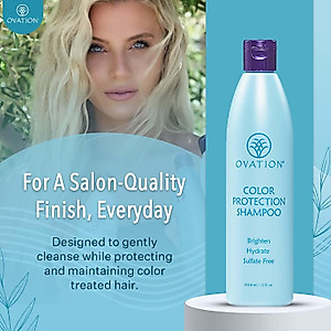 Ovation Color Protection Shampoo - Brightens and Hydrates Treated Hair - 12 oz - With Rice Bran, Avocado, Passionfruit Seed Oils