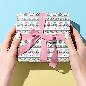 LDGOOAEL Flat Easter Wrapping Paper Sheets-12 Sheets with 4 Easter Paterns, Gift Wrapping Paper for Easter, Birthday, Wedding, Baby Shower Occasions- Pre cut & Folded(19.6" x 27.5“ Per Sheet)…