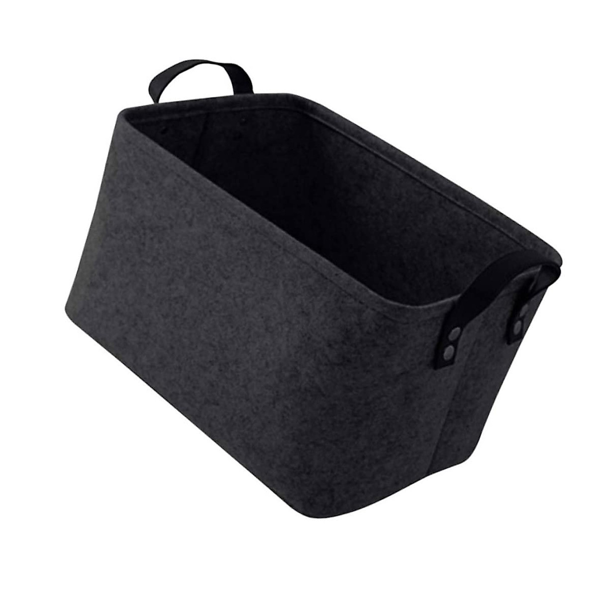 Storage Basket, Collapsible Rectangular Felt Storage Bins with Handles, Laundry Basket Storage Solution for Office Nursery Wardrobe Bookshelf Bedroom Keepsake Toys(Black)