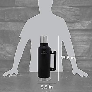 Stanley Classic Vacuum Insulated Wide Mouth Bottle - BPA-Free 18/8 Stainless Steel Thermos for Cold & Hot Beverages – Keeps Liquid Hot or Cold for Up to 24 Hours –  Matte Black, 2.5qt