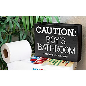 Kids Bathroom Sign for Boys Bathroom Decor - Caution Kids Bathroom Sign for Boy Bathroom Decor for Boys