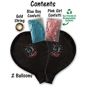 Gender Reveal Balloon - Includes Eco-Friendly Pink and Blue Confetti - 2pcs 36" Balloon for Boy or Girl Announcement