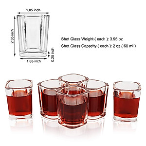 D&Z 6 Square Shot Glasses of Party, Bar, 2 oz Shooter Glass for Tequila and Vodka, Whiskey, Spirits, Liquors Shots ( 6 PCS )