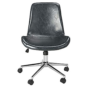 SAFAVIEH Home Collection Fletcher Dark Grey Faux Leather/ Chrome Swivel Adjustable Height Office Desk Chair