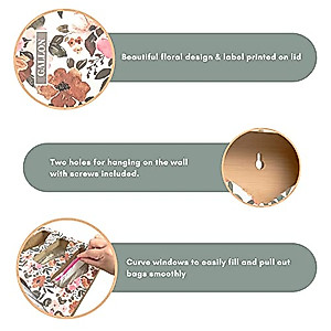 Senablocks Ziplock Bag Storage Organizer in Bamboo, compatible with Ziploc Bag Organizer in Gallon, Quart, Sandwich & Snack Size Bags - Assembled Floral Print Ziplock Organizer for Drawer (4 slots)