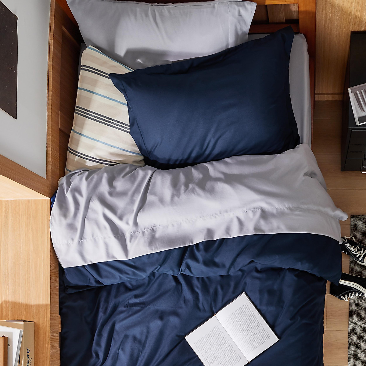 Bedsure Duvet Cover Twin/Twin XL Size - Soft Double Brushed Bedding Set for Kids & Adults, Zipper Closure, 2 Pieces, Includes 1 Duvet Cover (68"x90") & 1 Pillow Sham, NO Comforter, Navy Blue