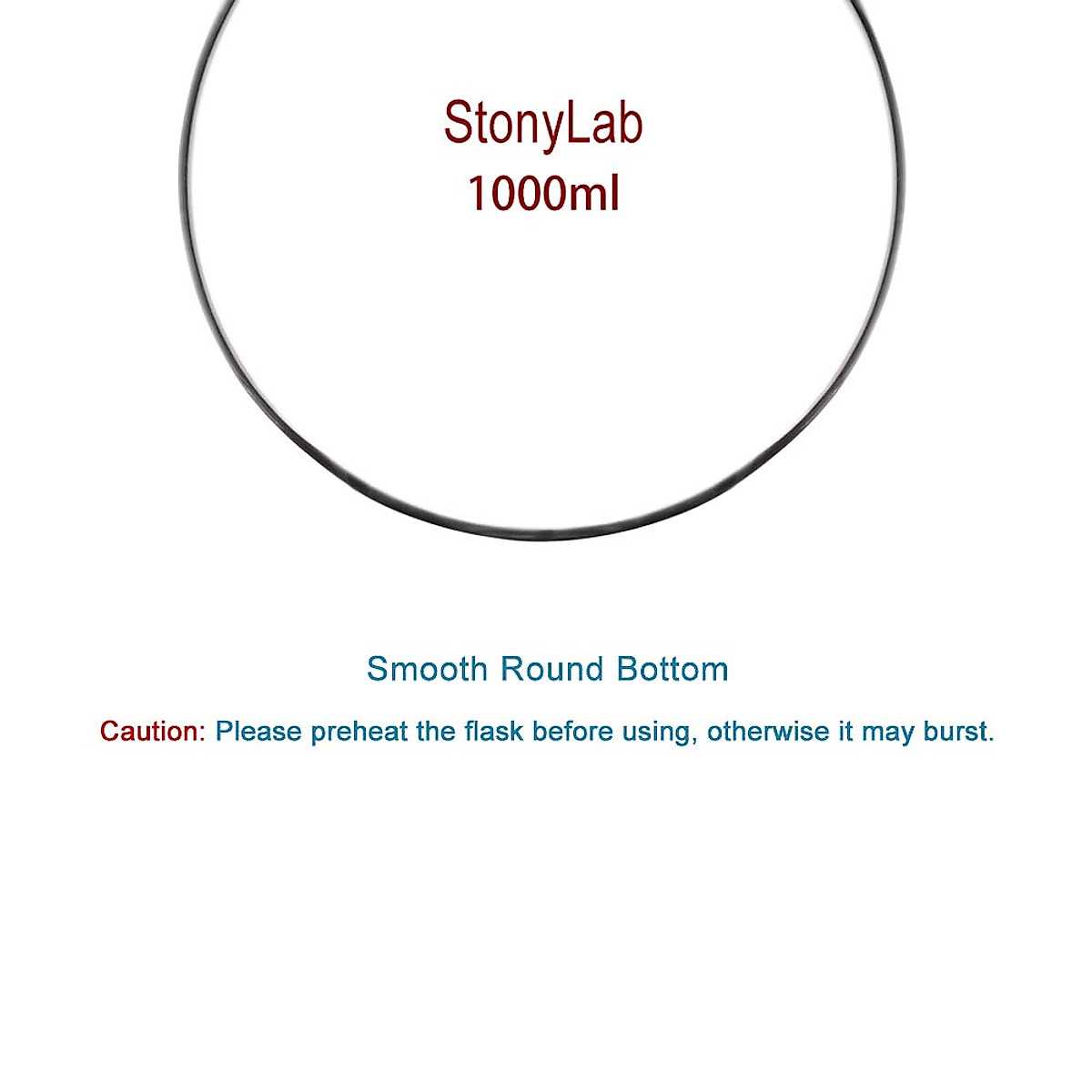 StonyLab 1000ml Glass 2 Neck Round Bottom Flask RBF, with 24/40 Center and Side Standard Taper Outer Joint - 1L (1 Liter)