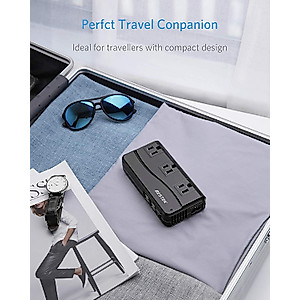 BESTEK Universal Travel Adapter 100-220V to 110V Voltage Converter 250W with 6A 4-Port USB Charging 3 AC Sockets and EU/UK/AU/US/India Worldwide Plug Adapter (Black)