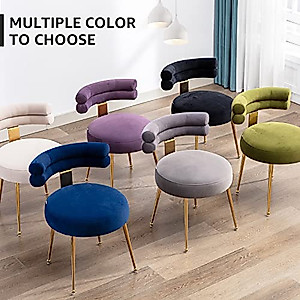 NIOIIKIT Velvet Dining Chairs Modern Upholstered Side Chairs with Gold Legs, Comfy Curved Back Accent Chairs, Stylish Vanity Chairs for Dining Room, Living Room, Bedroom (1, Black)