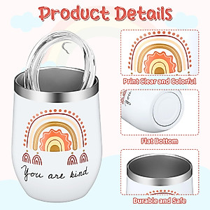 Mifoci 8 Pcs Inspirational Gifts for Women Bulk 12 oz Boho Rainbow Wine Tumbler Cups Vacuum Insulated Stainless Steel Coffee Mugs with Lids Straws Brushes Thank You Gifts for Coworkers Teacher Friend