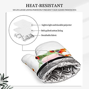 Red Eyed Monkey Tree Frog Printed Silicone Anti-Scald Gloves, Oven Mitts, Used for Cooking, Grilling, Kitchen Oven Gloves.