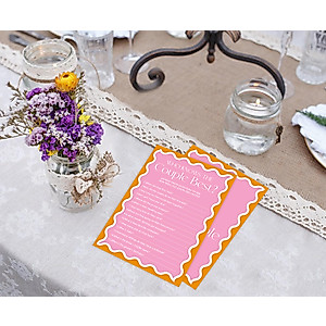 Pink Wavy Border Who Knows The Couple Best Game for 30 Guests with Game Cards, Wavy Border Bridal Shower Game, Modern Bridal Shower Decorations, Wedding Shower or Bachelorette Party Supplies - 03