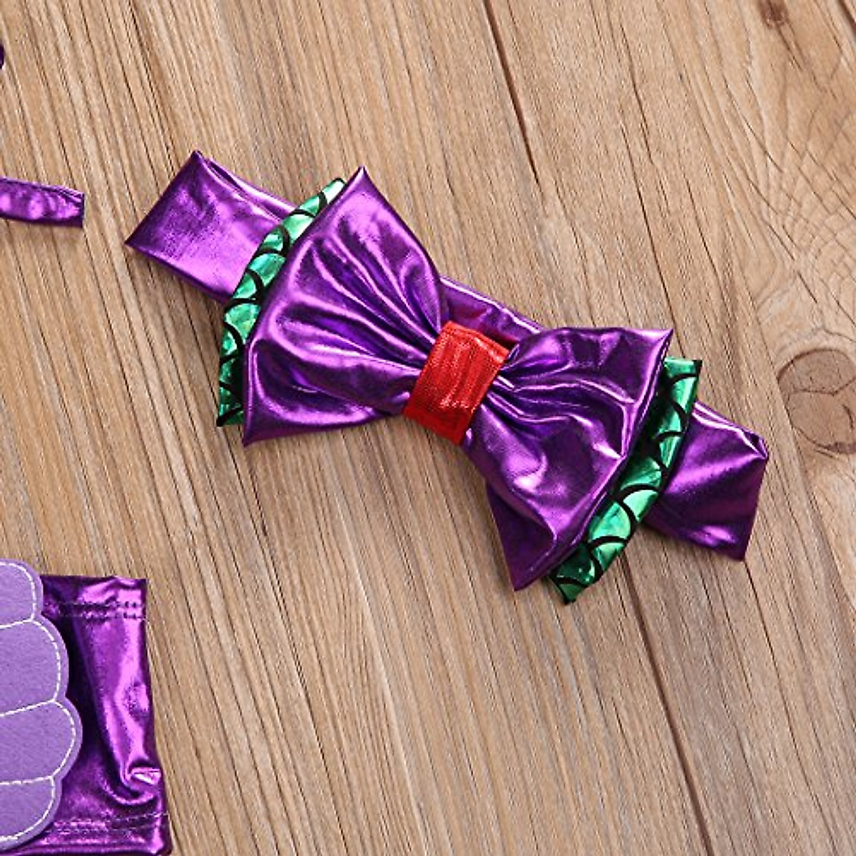 3Pcs/Set Kids Toddler Baby Girl Mermaid Swimsuits Halter Swimwear Bikini Set with Headband (Purple+Green, 70/3-6 Months)