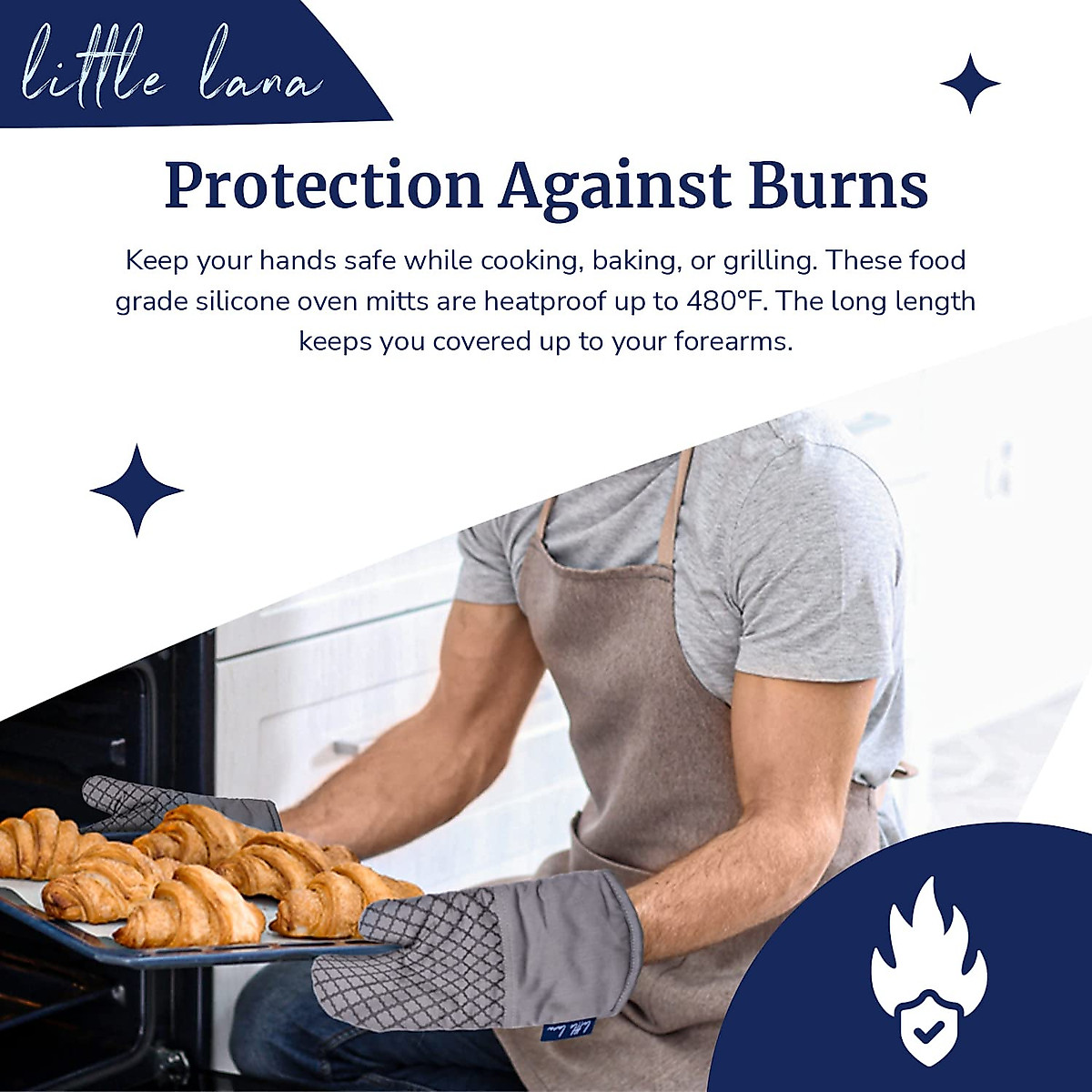 Little Lana Arabesque Silicone Oven Mitts, Gray