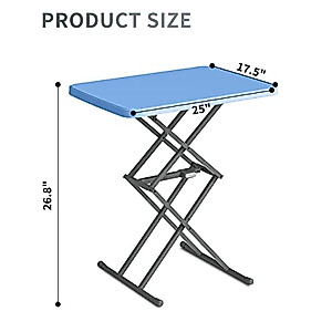 SOUNDANCE Small Folding Table, Adjustable TV Tray, Portable Dinner Table, Lightweight, Zero Assembly, Easy to Fold and Storage, Sturdy Desk for Home Garden Office Indoor Outdoor Use, Blue
