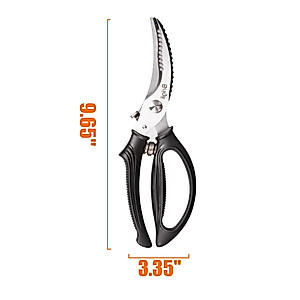 Brigii Kitchen Shears, Stainless Steel Heavy Duty Poultry Shears, Multi-Purpose Kitchen Scissors for Cutting Chicken, Fish, Seafood, and Vegetables, Spring Loaded-Black