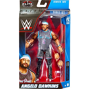 Mattel WWE Elite Collection Action Figure & Accessories, Series #103 Angelo Dawkins 6-inch Collectible with 25 Articulation Points & Swappable Hands
