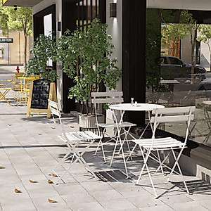 Grand patio 3-Piece Bistro Set Folding Outdoor Furniture Sets with Premium Frame Portable Design for Bistro & Balcony, White