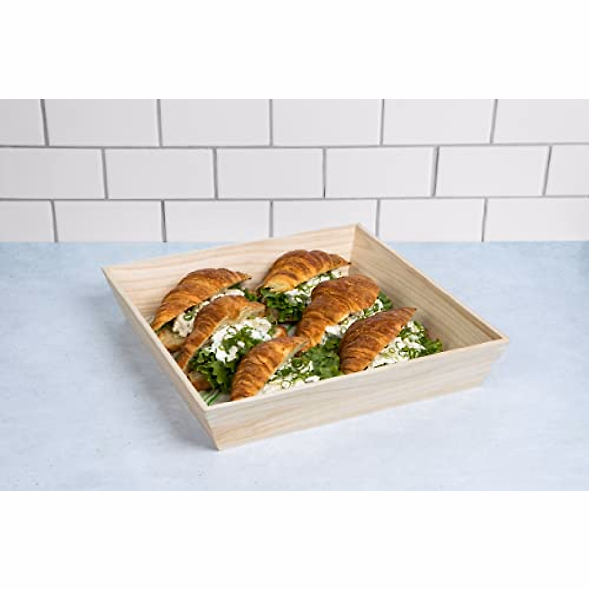 PacknWood Noah31 Rectangular Wooden Tray (Case of 10) - Large Charcuterie Board Set - Decorative Wooden Serving Trays for Party | Wood Tray for Kitchen Counter and Food Trays for Eating on Couch