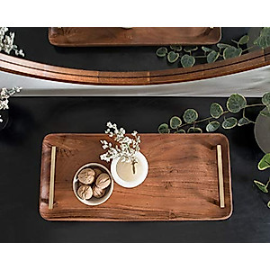 Kate and Laurel Cantwell Mid-Century Modern Wood Tray, 18 x 8, Walnut Brown, Decorative Tray for Serving, Storage and Display