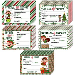 150 Pieces Christmas Official Elf Report Cards Naughty or Nice Behavior Elves Notice Postcards North Pole Santa Elf Xmas Note Cards for Home School Kindergarten Student Kid, 4 x 6 Inch 5 Styles