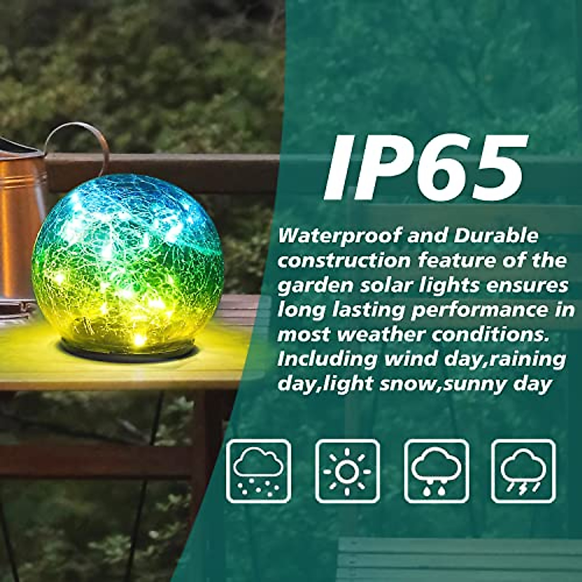 UAMSTYLE Globe Solar Lights Waterproof Decorative 2 Pack Globe Cracked Glass Gazing Ball for Outdoor Garden Decor Decorations Pathway Patio Yard Lawn,Blue