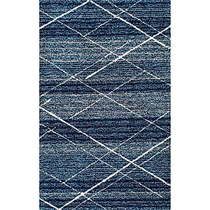 nuLOOM Hand Tufted Trellis Vito Shag Area Rug, 7' 6" x 9' 6", Blue