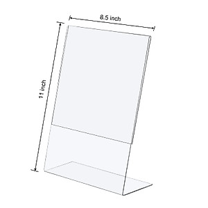 LILEZBOX 6 pack 8.5 x 11 inch Acrylic Sign Holder,Clear Plastic Sign Holder with Slant Back, Acrylic Stands for Display, Portrait Ad Frames, Flyer Holder, Menu Holder Paper Stand,Table Sign Holders