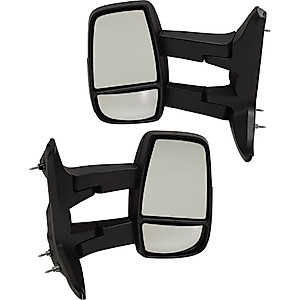 Kool Vue Driver & Passenger Side Manual Heated Towing Mirrors for Ford Transit-250 Transit-350 Transit-150 Transit-350 HD 2015-2019 Without Signal Light Textured Models With Medium or High Roof