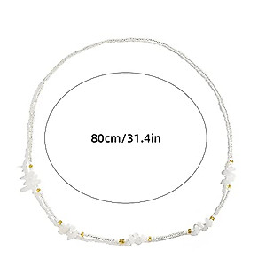 African Opal Beads Waist Chain Elastic Seed Beads Belly Body Chain Summer Beach Waist Jewelry Beads Bracelet Beads Anklet Body Accessories for Women (Color 3)