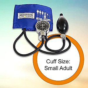 McKesson LUMEON Professional Aneroid Sphygmomanometer, Blood Pressure with Cuff, Pocket Size, Royal Blue, Adult Small, 1 Count