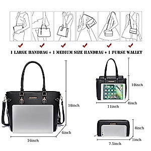Montana West Purses and Handbags for Women Tote Purse and Wallet Set Shoulder Bag for Women 3pcs MWC3-C032WBK