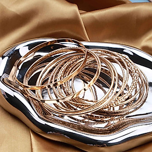 Sttiafay 14Pcs Gold Bangle Bracelet Set Indian Stackable Glossy Bracelets Multipack Wrap Bangles Costume Jewelry for Women