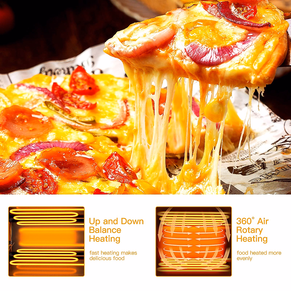 S AFSTAR 1450W Electric Pizza Oven, Stainless Steel Pizza Oven Countertop with Insulated Handle & Removable Tray, Commercial Pizza Maker Fits Pizzas up to 12" Diam for Restaurant Home Party