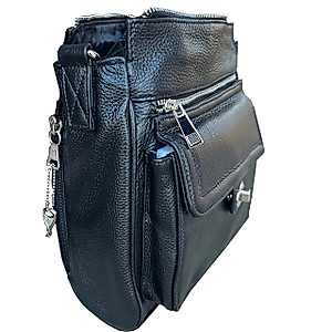 Roma Leathers Cross Body Concealment Purse - Premium Cowhide Leather Handbag - Multiple Pockets - Wire Reinforced Detachable Shoulder Strap - YKK Lockable Zipper - Designed in U.S.A. - Dual Gun Entry