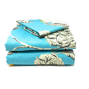 Tache Floral Colorful Aqua Blue Duvet Cover - Butterfly Wonderland - Luxurious Cotton Reversible Duvet Cover with Zipper Closure and Security Ties/Ribbons - 3 Piece Set - King